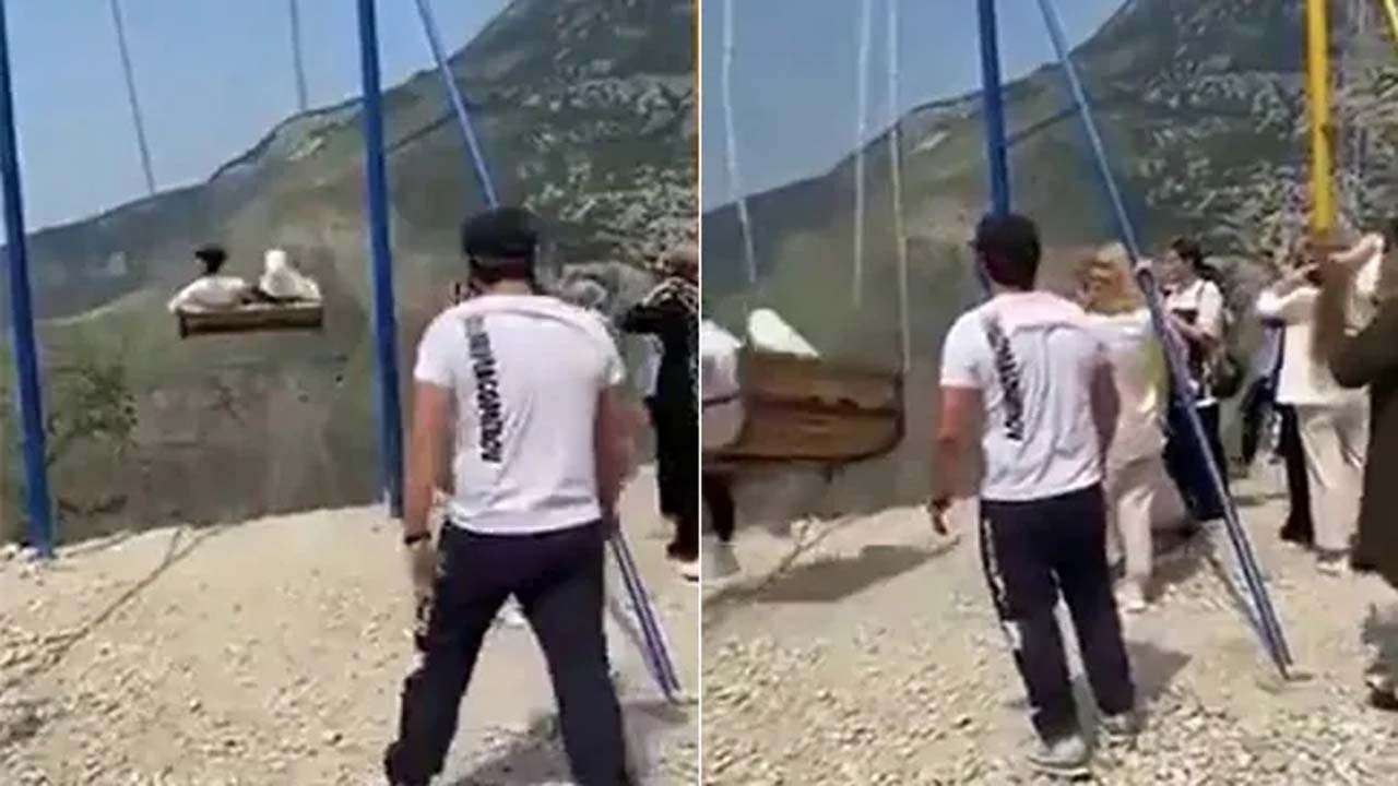 Viral Video: women enjoying swing ride over 6000 feet high hill, what ...