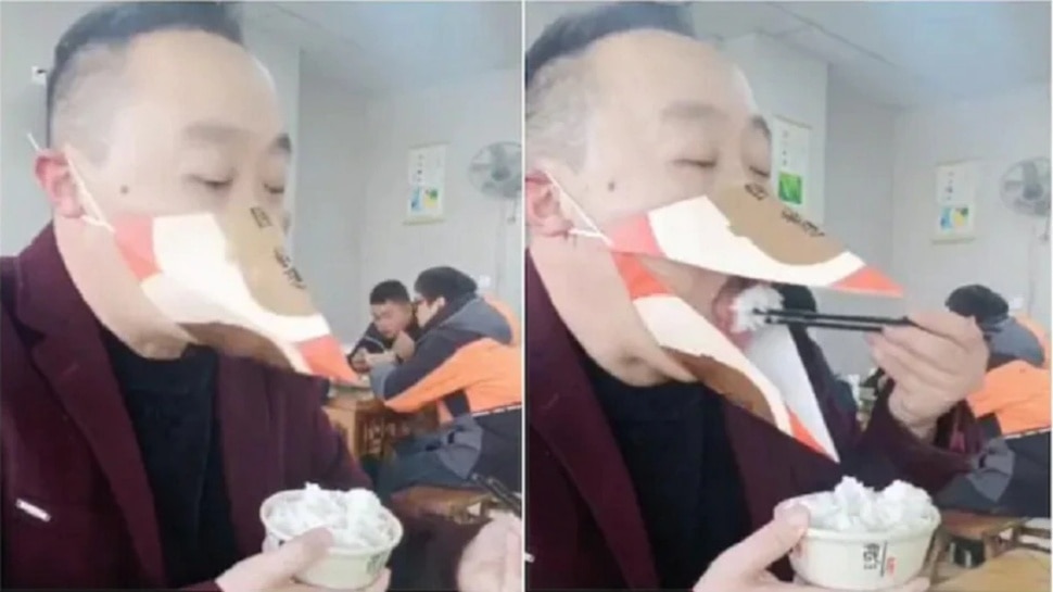 Man wearing Bird Mask and eating food in Restaurant video viral ...