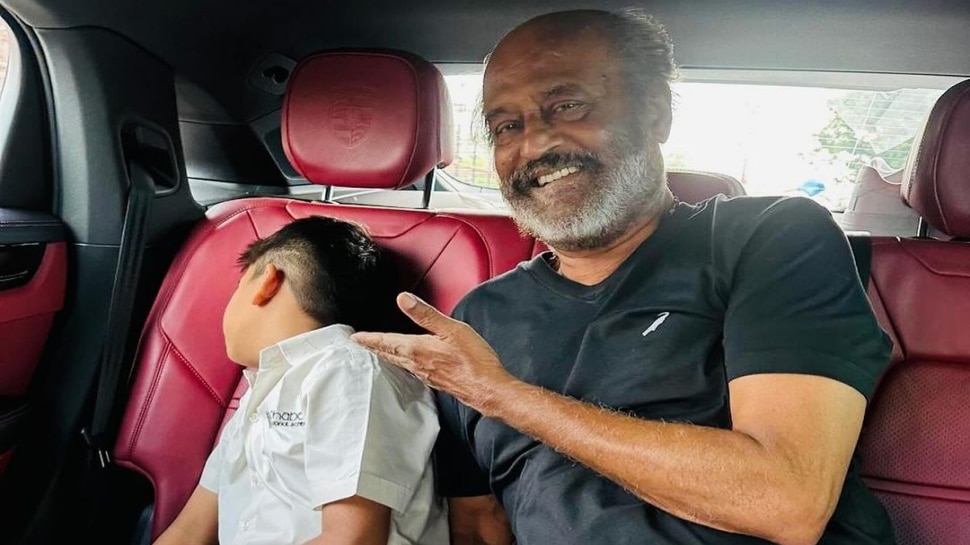 Super Star Rajinikanth with soundarya rajinikanth son in car photo goes ...