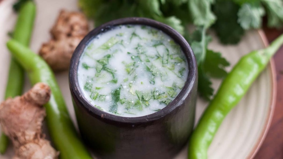 mix this Coriander leaves with a glass of buttermilk and drink it ...