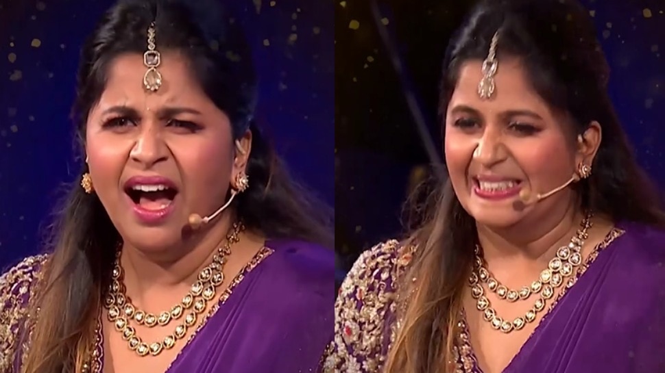 This Famous actor wearing ring to Anushree on the stage of Sarigamapa ...