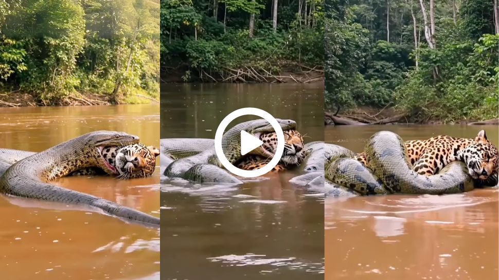 Huge Python attacks on leopard and swallowing shocking video viral on ...