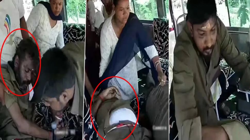 Private Bus Driver suffered Heart Attack during driving video viral ...