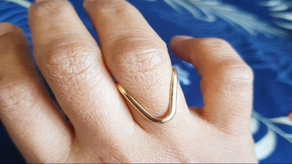 A wedding ring worn by a married woman from the Bunt community is seen ...